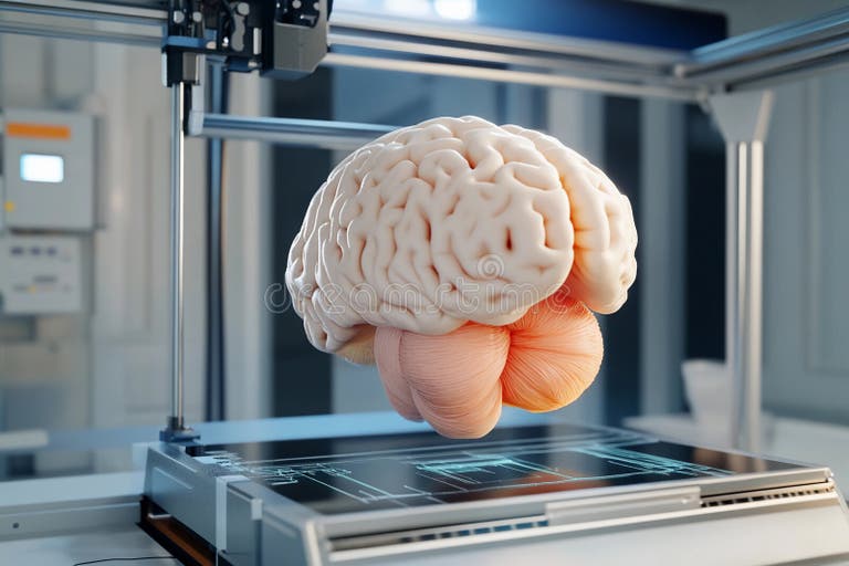 3D Printer Creating a Detailed Model of a Human Brain in a Laboratory ...