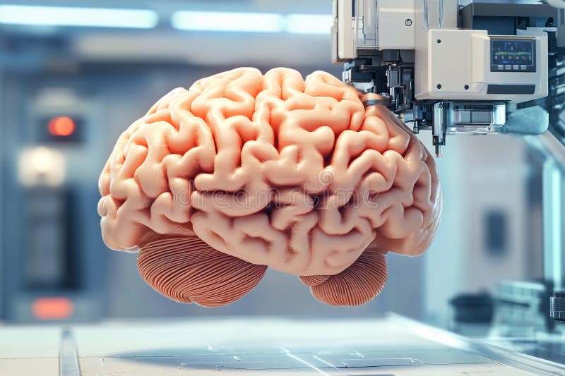 3D Printer Creating a Detailed Model of a Human Brain in a Laboratory ...