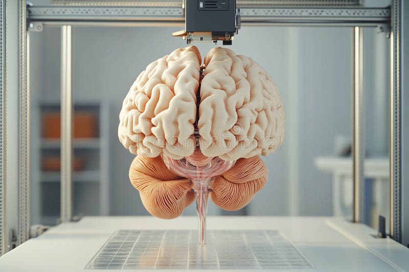 3D Printer Creating a Detailed Model of a Human Brain in a Laboratory ...