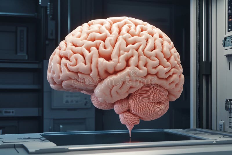 3D Printer Creating a Detailed Model of a Human Brain in a Laboratory ...