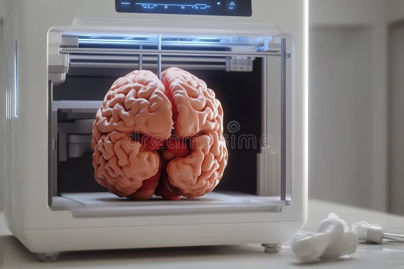 3D Printer Creating a Detailed Model of a Human Brain in a Laboratory ...