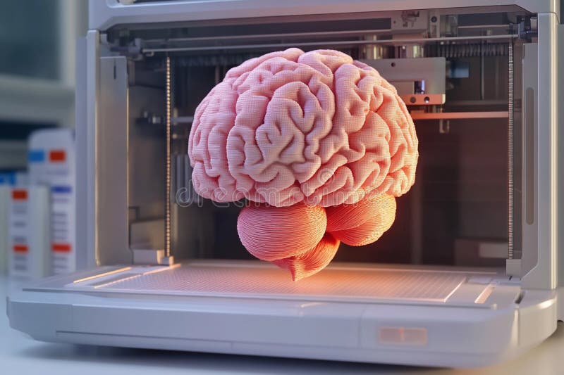 3D Printer Creating a Detailed Model of a Human Brain in a Laboratory ...
