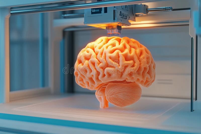 3D Printer Creating a Detailed Model of a Human Brain in a Laboratory ...