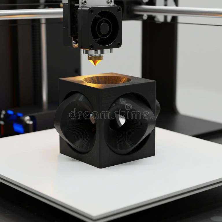 3D Printer Creating a Geometric Object with Hollow Sections. the Object ...