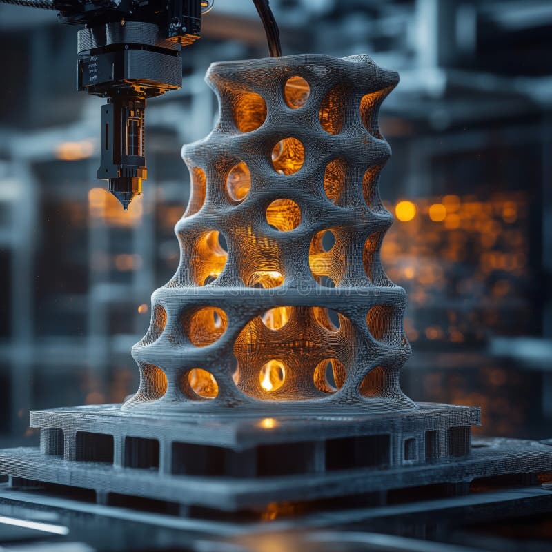 3D Printer Creating an Intricate Architectural Structure Stock Image ...