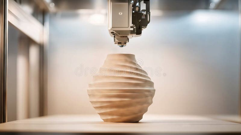 3d Printer Creating Modern Vase Using Additive Manufacturing Technology ...