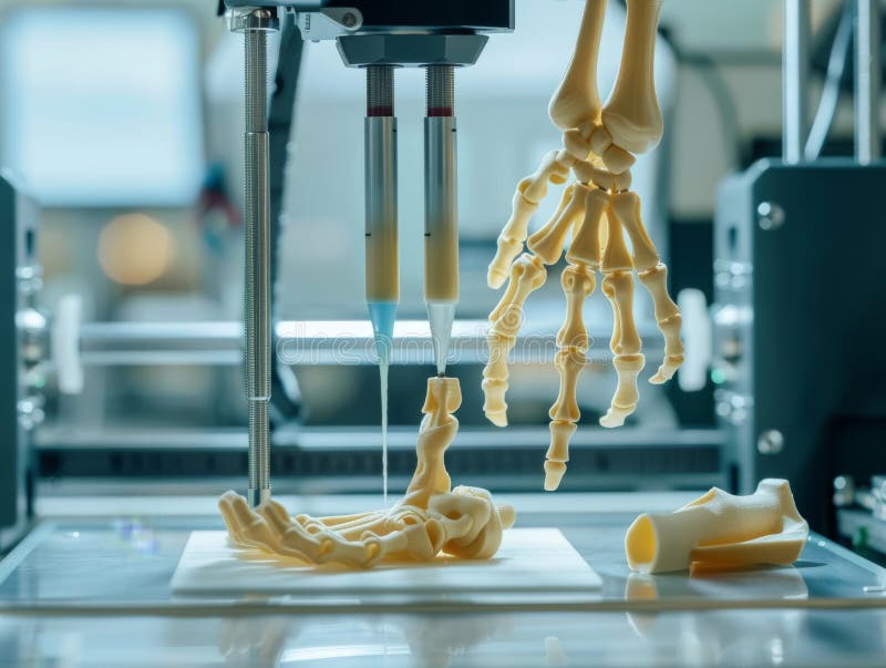 A 3D Printer Creating Prosthetic Limbs in a Lab Demonstrating the ...