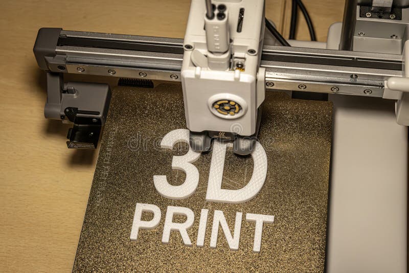 3d printer creating text stock image. Image of equipment - 360444553