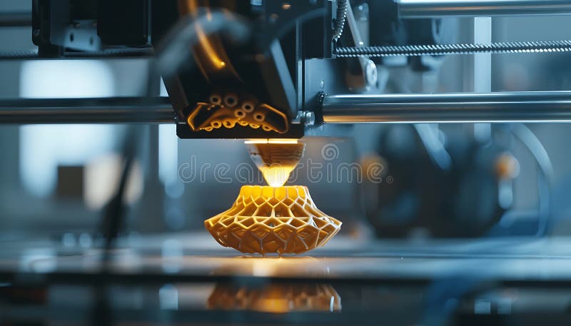 Close-up of an Industrial 3D Printer in Action, Fabricating a Complex 3D Structure Stock Photo ...