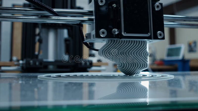 3d Printer Creating Wavy Plastic Model on Glass Surface Stock Footage ...