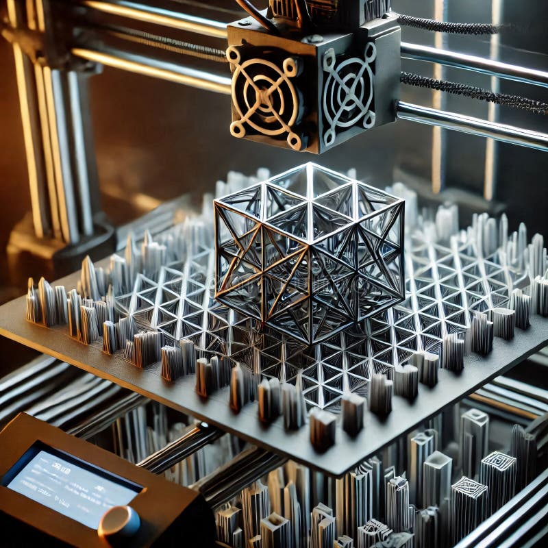 3D Printer with Cube Model Generative for AI Stock Illustration ...