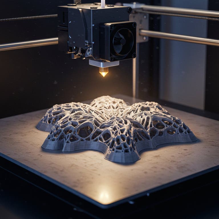 3D Printer Depositing Material Layer by Layer, Creating a Complex, Organic Structure Stock ...