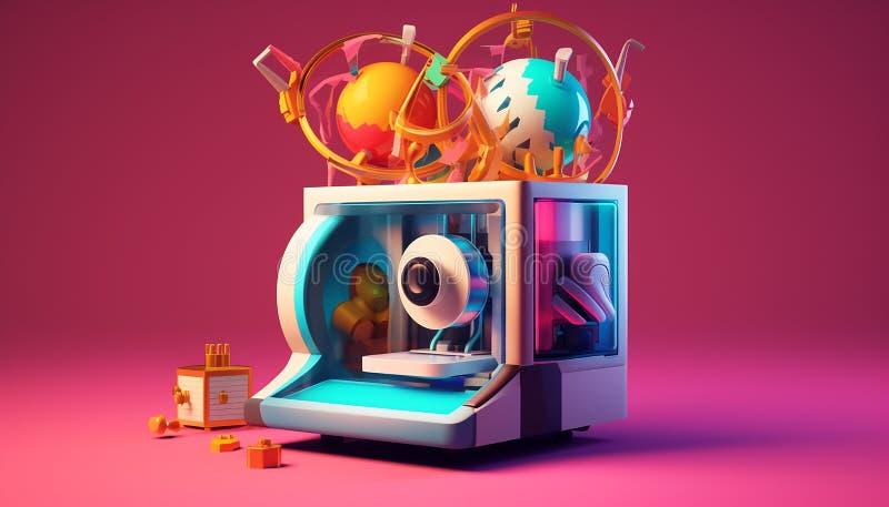 3D Printer Design. Pop Art Concept, Creative Printer Design Created ...