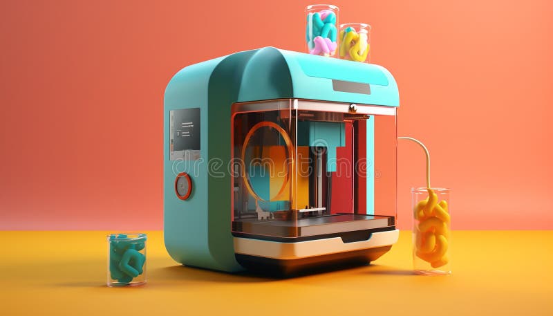 3D Printer Design. Pop Art Concept, Creative Printer Design Created ...