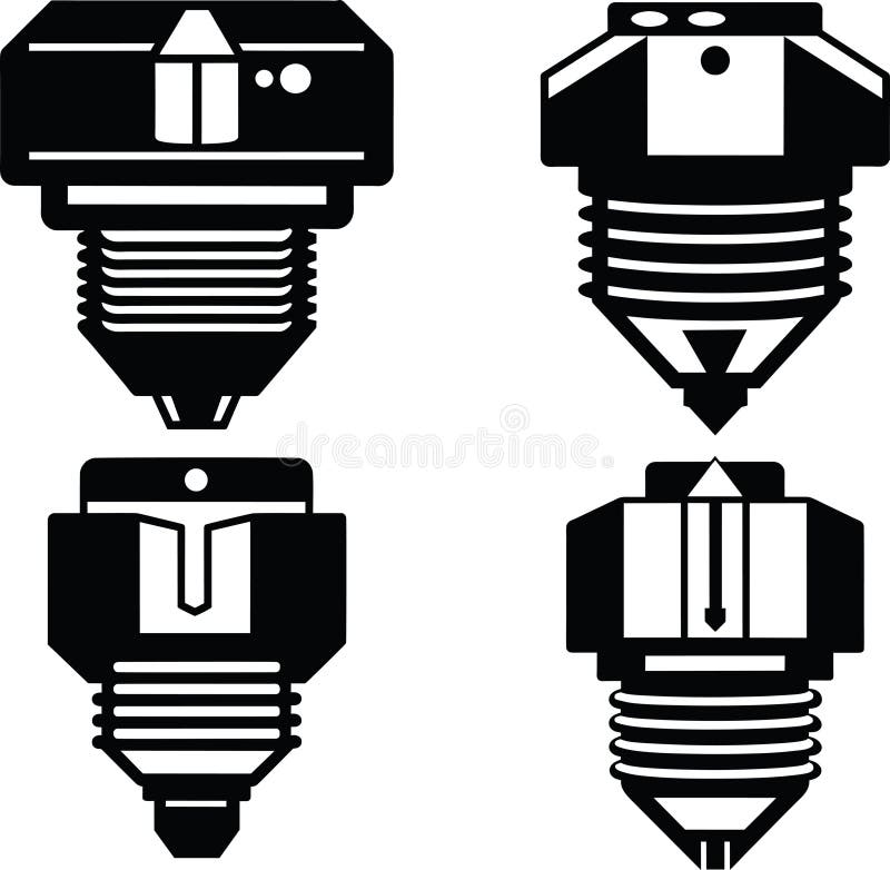 3d Printer Filament Icon Set in Black Over White Stock Vector ...