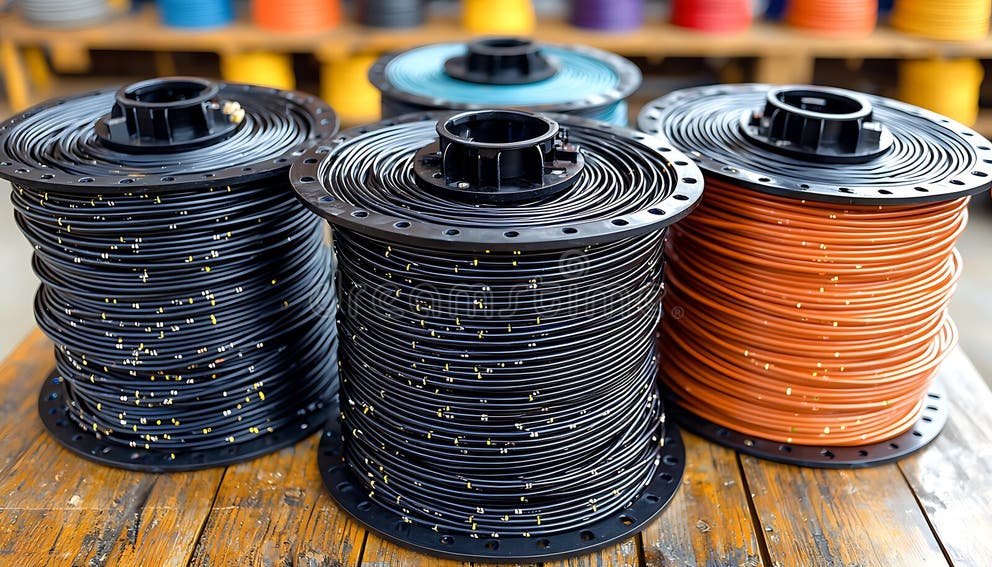 3D Printer Filament Rolls for Workshop Stock Image - Image of selective ...