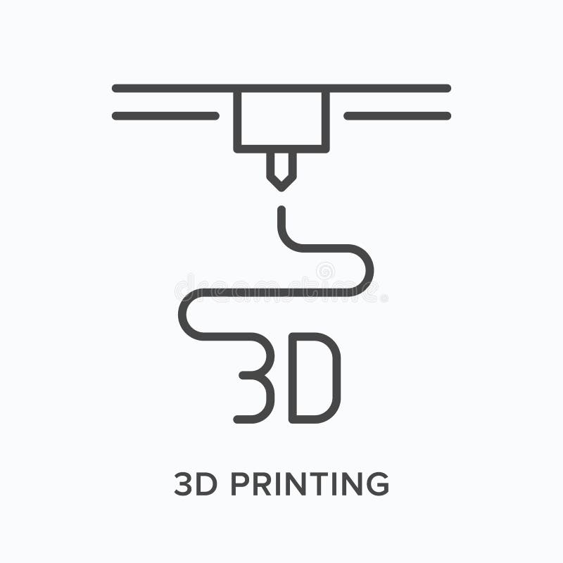 3D Printer Flat Line Icon. Vector Outline Illustration of Prototype ... 3D Printer Flat Line Icon. Vector Outline Illustration of Prototype ...