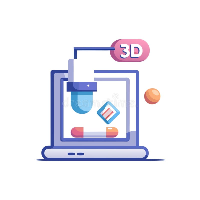 3D Printer Flat Vector Illustration for Modern Technology and ...