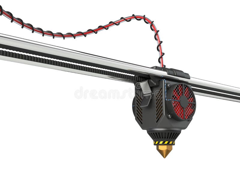 3D Printer Head with Cooler on Isolated Background. 3d Illustration ...