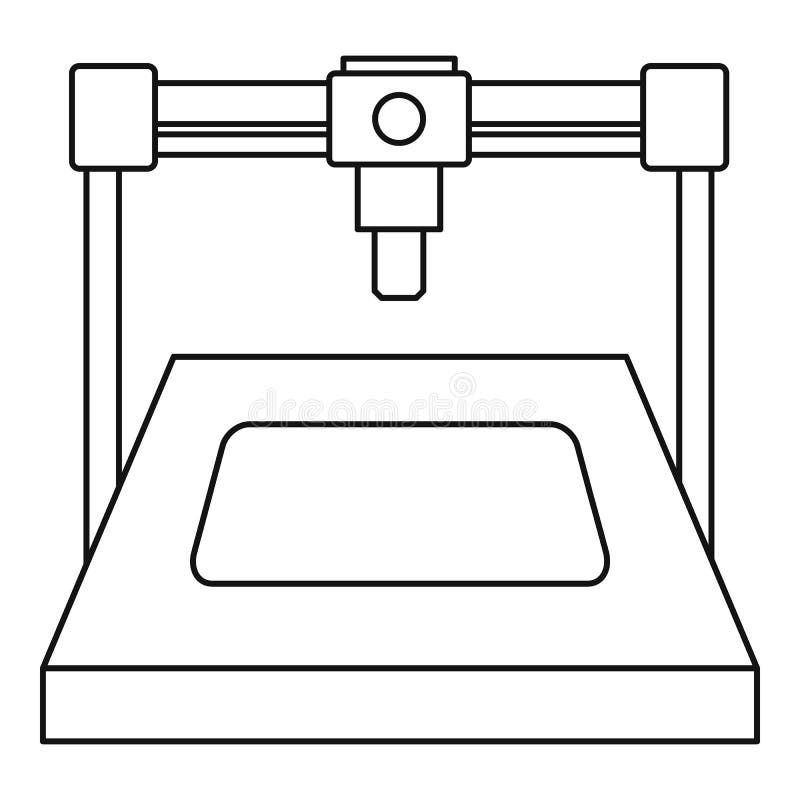 3D printer icon outline stock vector. Illustration of model - 92649451