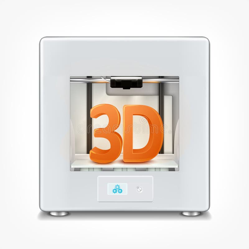 Creative 3D Print Logo or Sign, Icon. Modern 3D Printer Printing ...