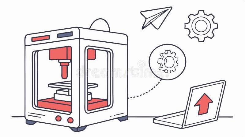 3D Printer with Laptop, Technology and Innovation Design Vector Design ...