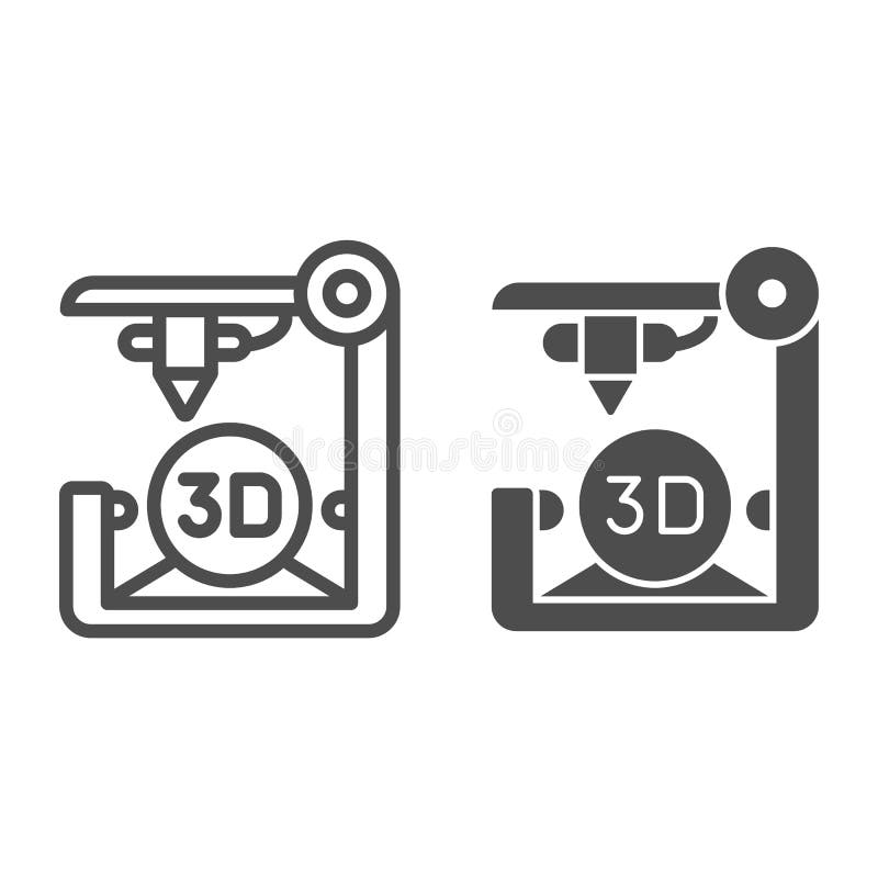 3D Printer Line and Glyph Icon. 3D Print Vector Illustration Isolated ...