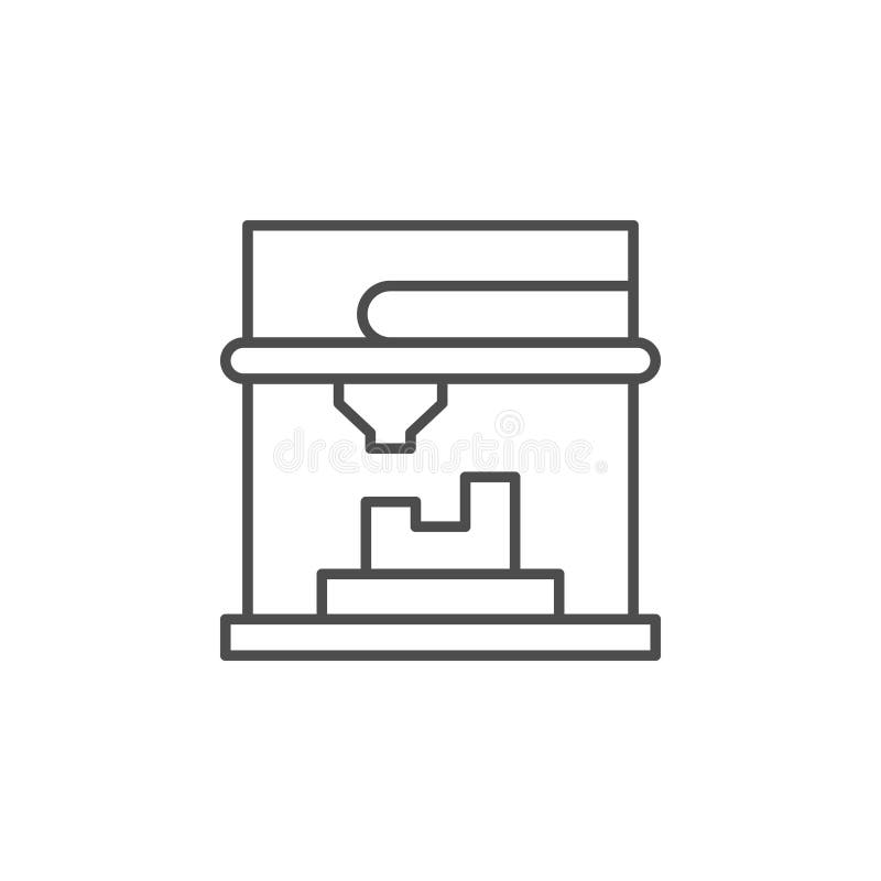 3d Printer Line Outline Icon Stock Vector - Illustration of outline ...