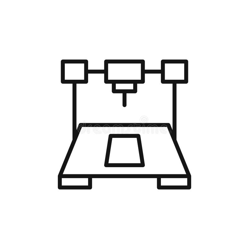 3d Printer Logo Sign Vector Outline Stock Vector - Illustration of ...