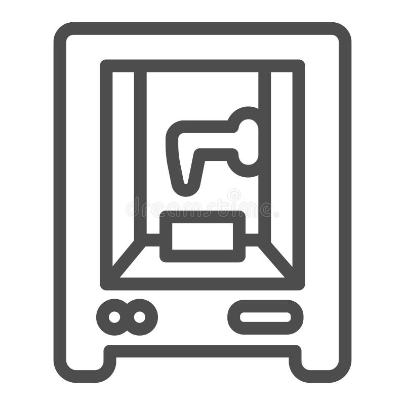 3D Printer Machine Line Icon, Smart Manufacturing Concept, Device Print ...