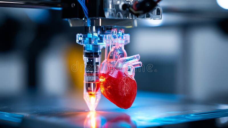 3D Printer Nozzle Meticulously Crafting a Realistic Human Heart Model ...