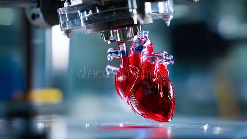 3D Printer Nozzle Meticulously Crafting a Realistic Human Heart Model ...
