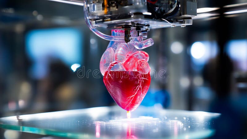 3D Printer Nozzle Meticulously Crafting a Realistic Human Heart Model ...