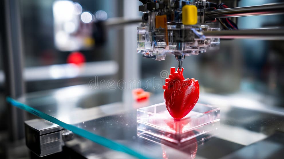 3D Printer Nozzle Meticulously Crafting a Realistic Human Heart Model ...