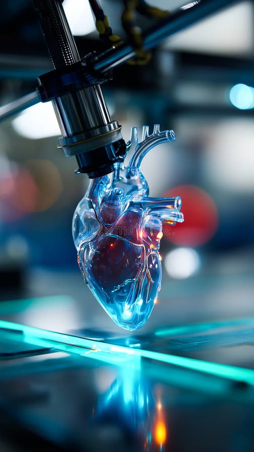 3D Printer Nozzle Meticulously Crafting a Realistic Human Heart Model ...