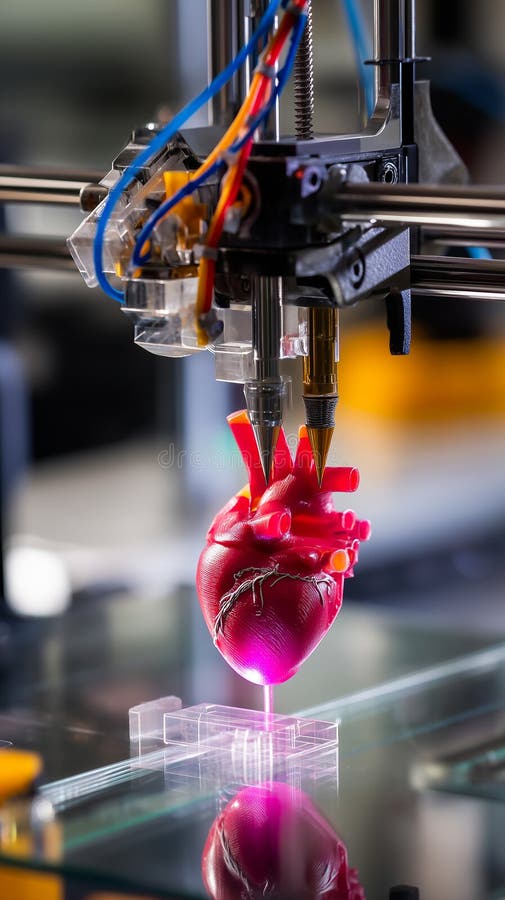 3D Printer Nozzle Meticulously Crafting a Realistic Human Heart Model Layer by Layer Stock Image ...