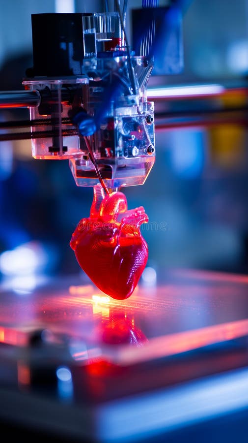 3D Printer Nozzle Meticulously Crafting a Realistic Human Heart Model ...