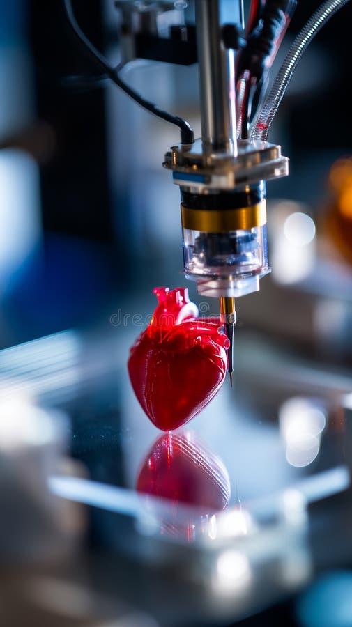3D Printer Nozzle Meticulously Crafting a Realistic Human Heart Model ...