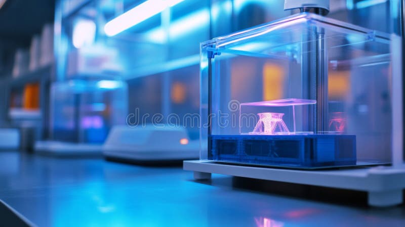 3D Printer with a Partially Printed Object Inside Stock Illustration ...