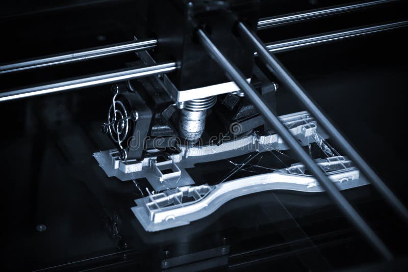 Printer Printing Gray Objects Mirror Reflective Surface Close Up Top ...