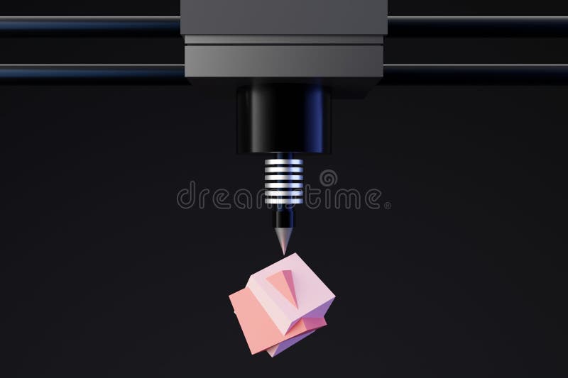 3D Printer Print 3d Nested Squares on Black Background with Blue ...