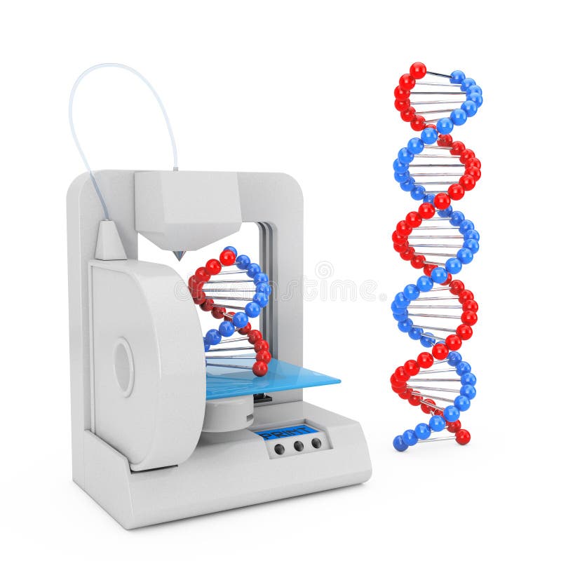 3d Printer Print the New DNA Molecules. 3d Rendering Stock Illustration ...