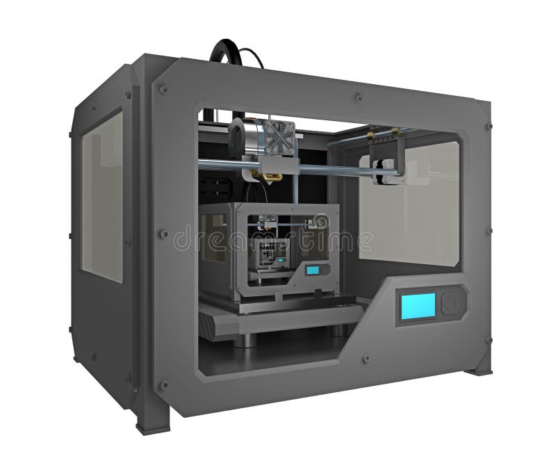 3d Printer Print Small 3d Printer Stock Illustration - Illustration of ...
