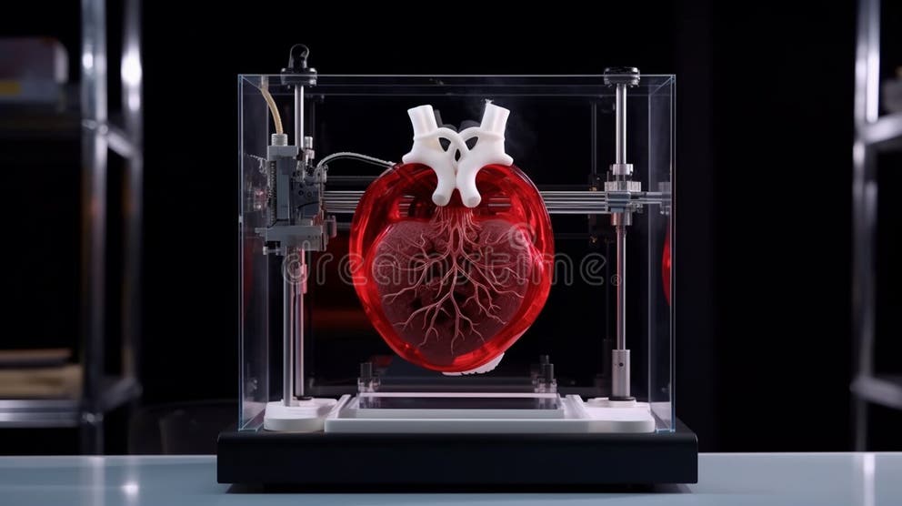 3d Printer with a Printed Human Heart.Generative AI Stock Illustration ...