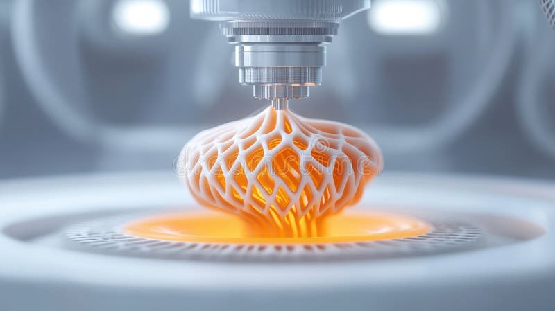 A 3d Printer is Printing a Ball of Orange Liquid, AI Stock Photo ...