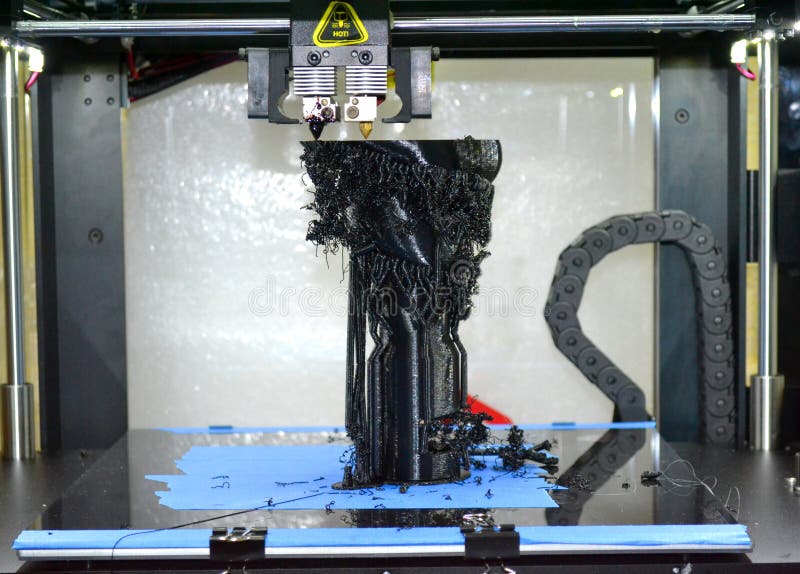 3d Printer Printing Black Shapes Close-up Stock Image - Image of ...