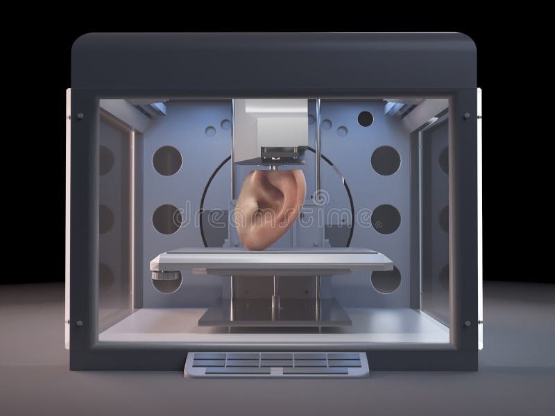 A 3d Printer Printing an Ear Stock Illustration - Illustration of ...