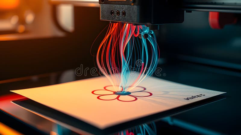 A 3D Printer is Printing a Flower on a Piece of Paper Stock ...