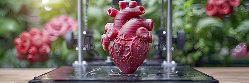 A 3D Printer is Printing a Heart Made of Printed Material Stock ...