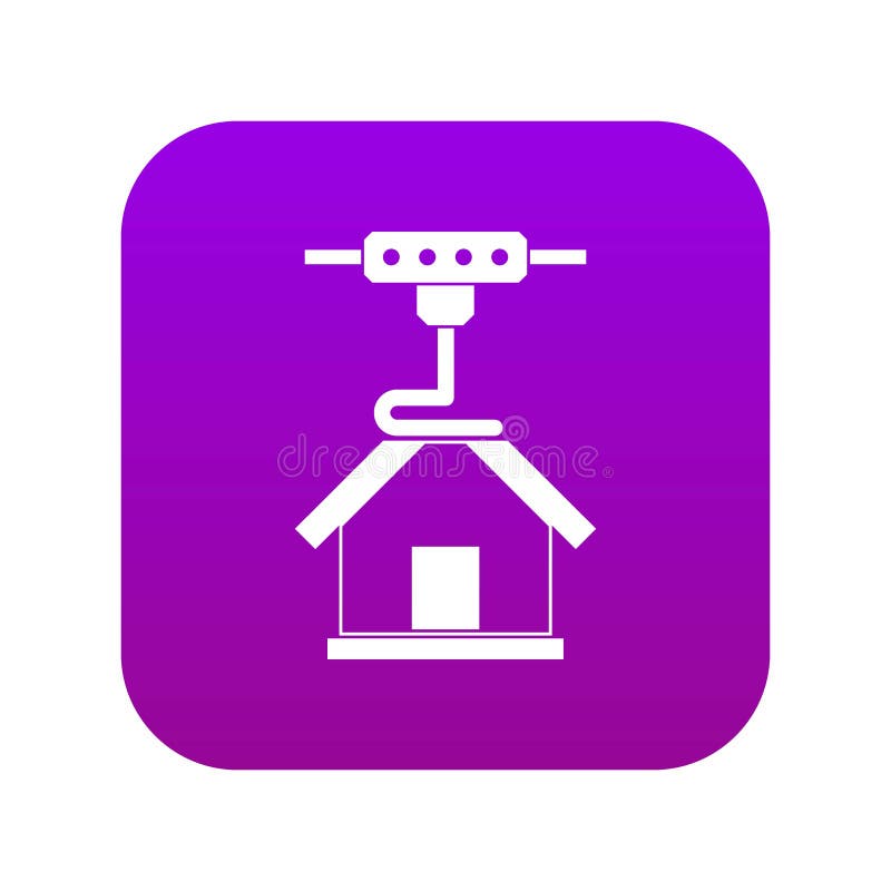 3d Printer Printing House Icon Digital Purple Stock Vector ...